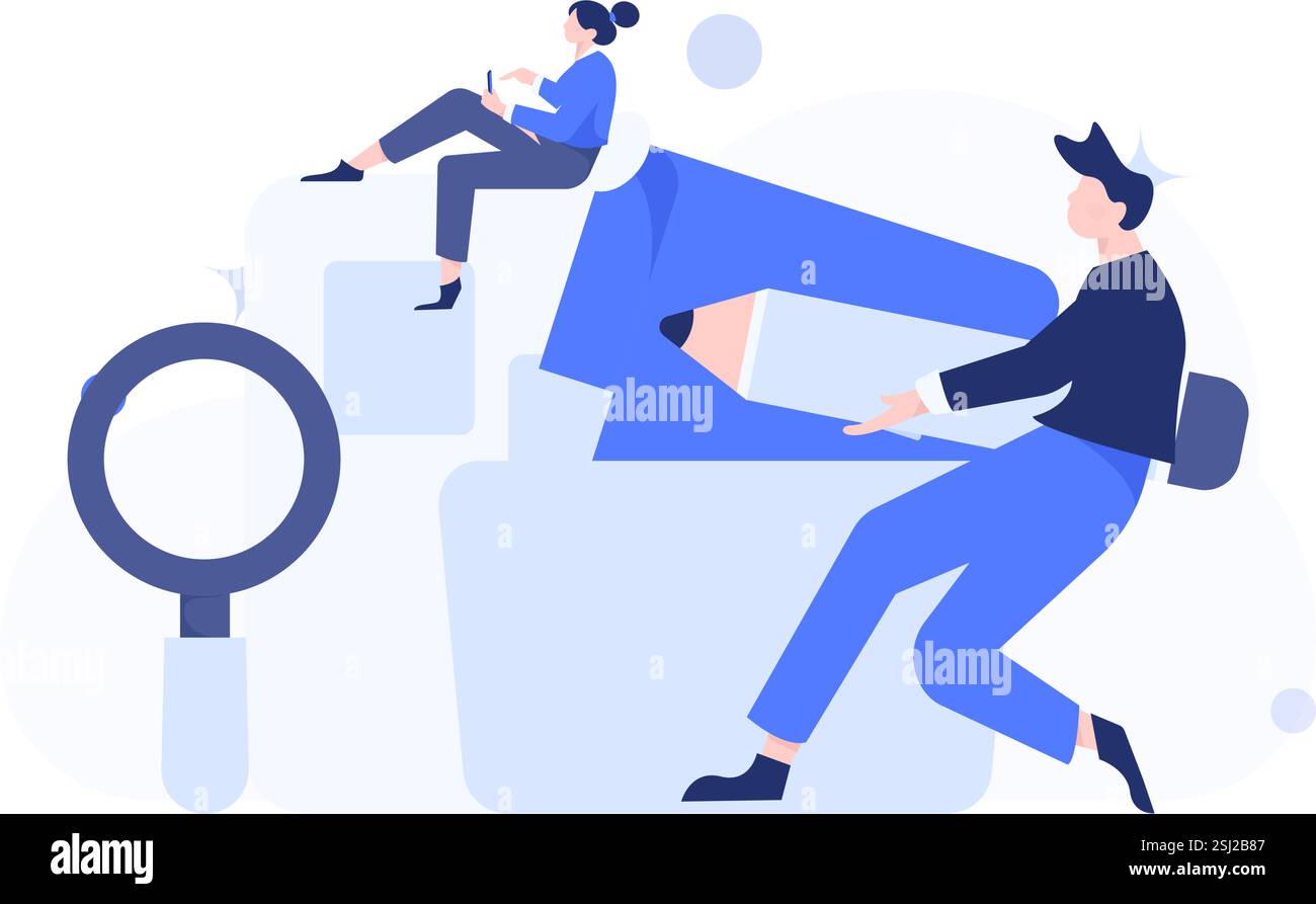 Flat vector illustration of business people operating work scene Stock ...