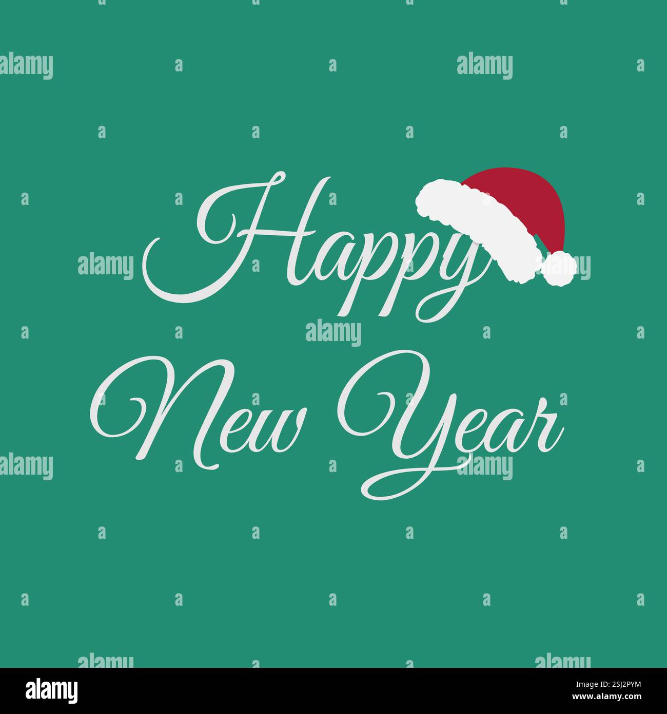 Merry Christmas White lettering and Santa hat on emerald background ...