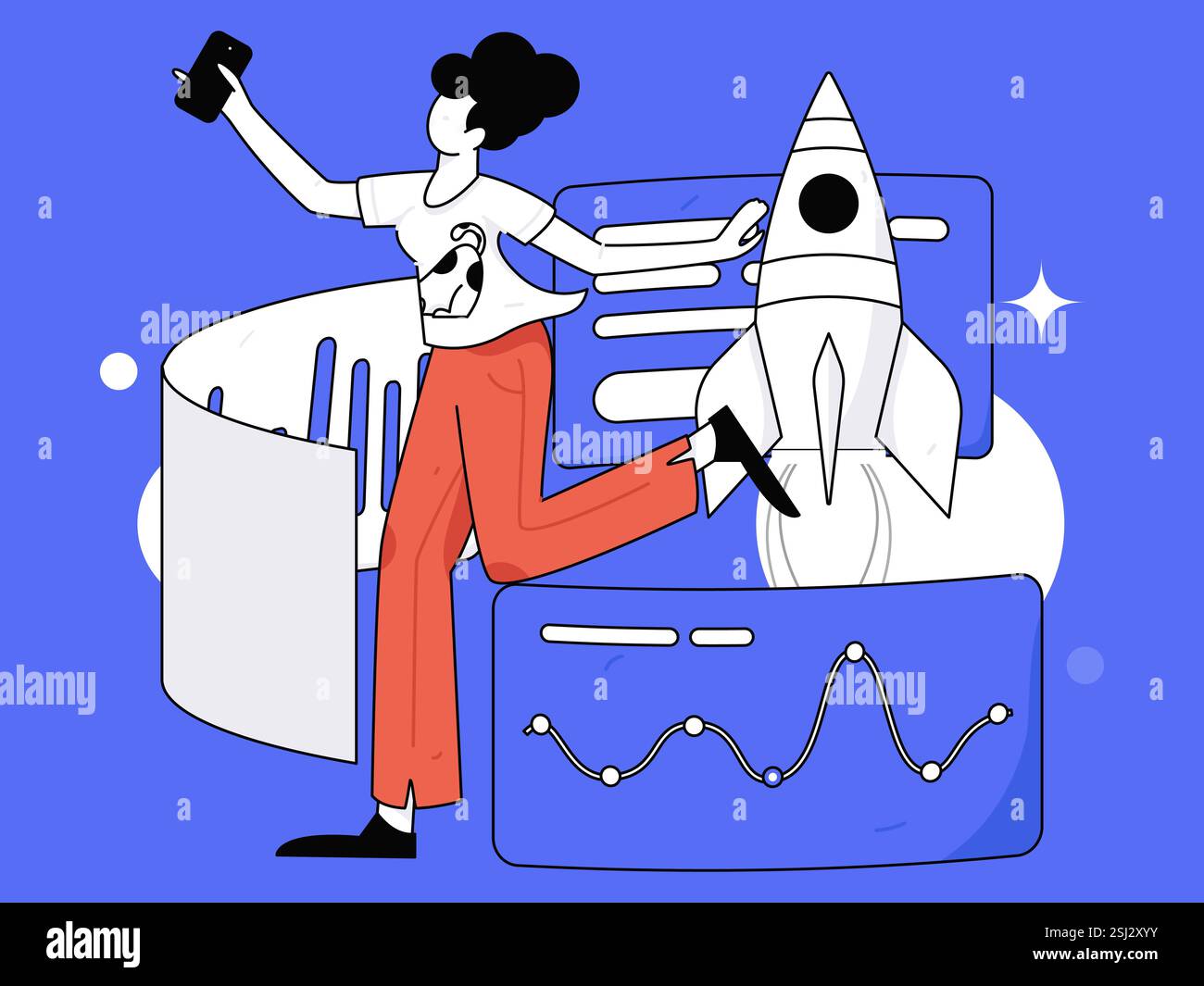 Flat vector illustration of business people operating work scene Stock ...