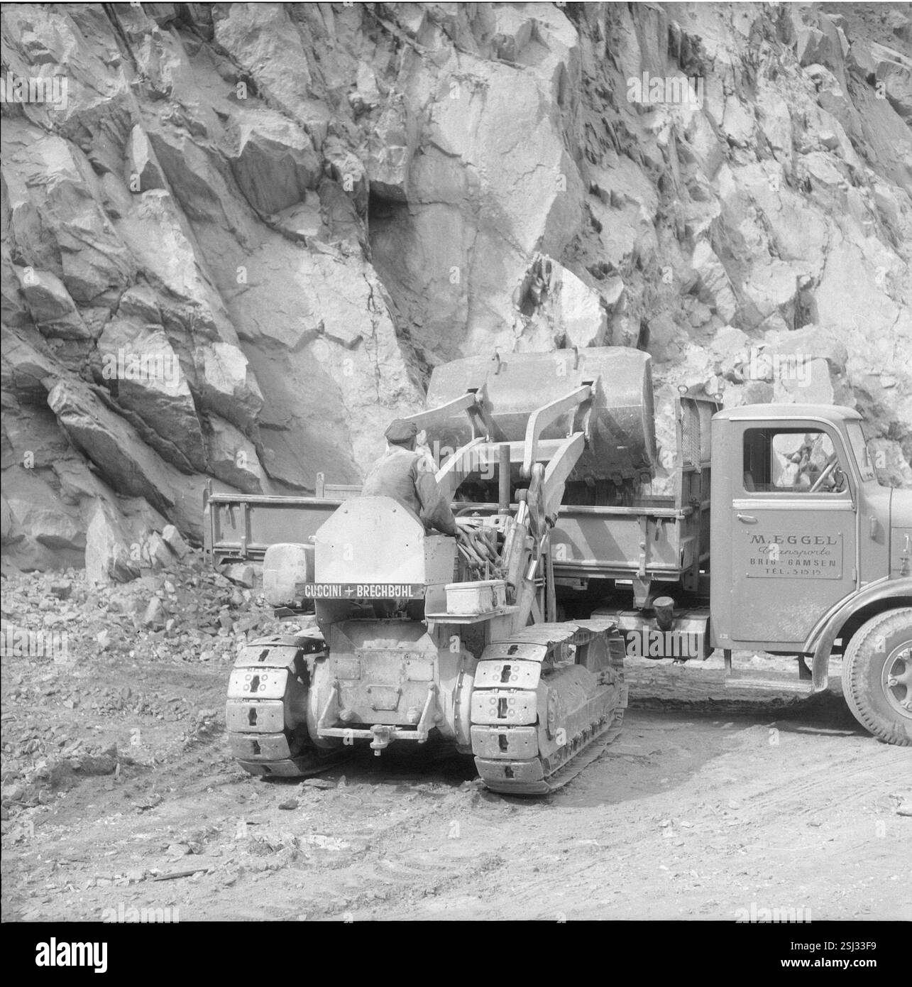 Simplon-Passstrasse im Bau 1959#Simplon pass road under construction ...