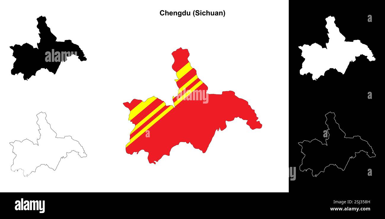 Chengdu blank outline map set Stock Vector Image & Art - Alamy
