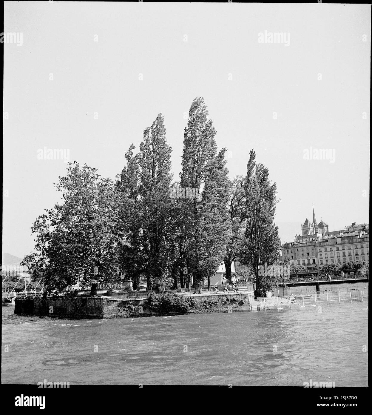 Rousseau-Insel in Genf, 1946#Rousseau-Island in Geneva, 1946 Stock ...