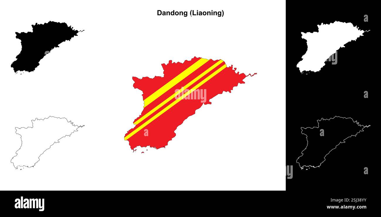 Dandong outline map hi-res stock photography and images - Alamy