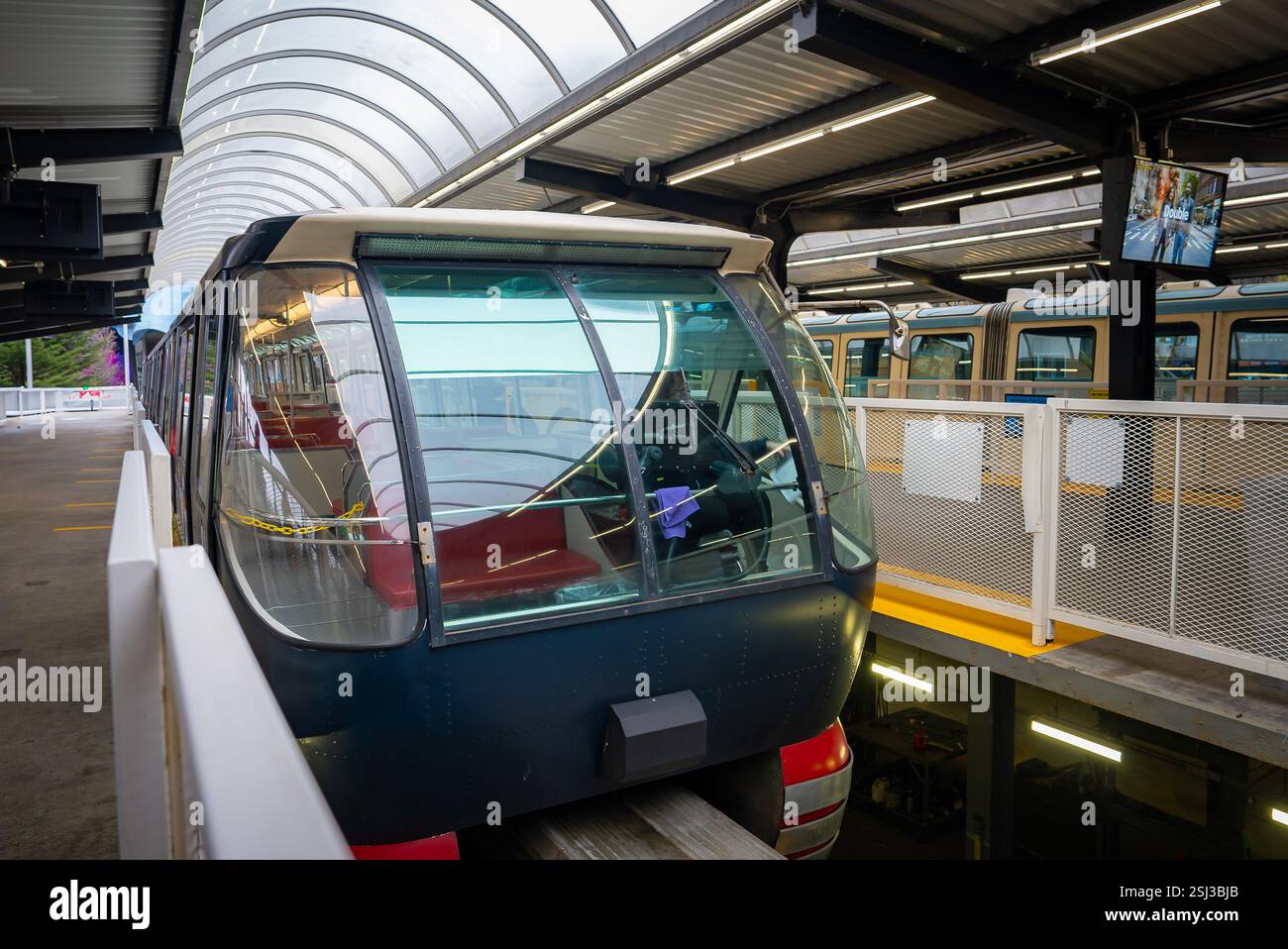Close Up of Seattle Monorail Train at a Covered Station Platform Stock ...