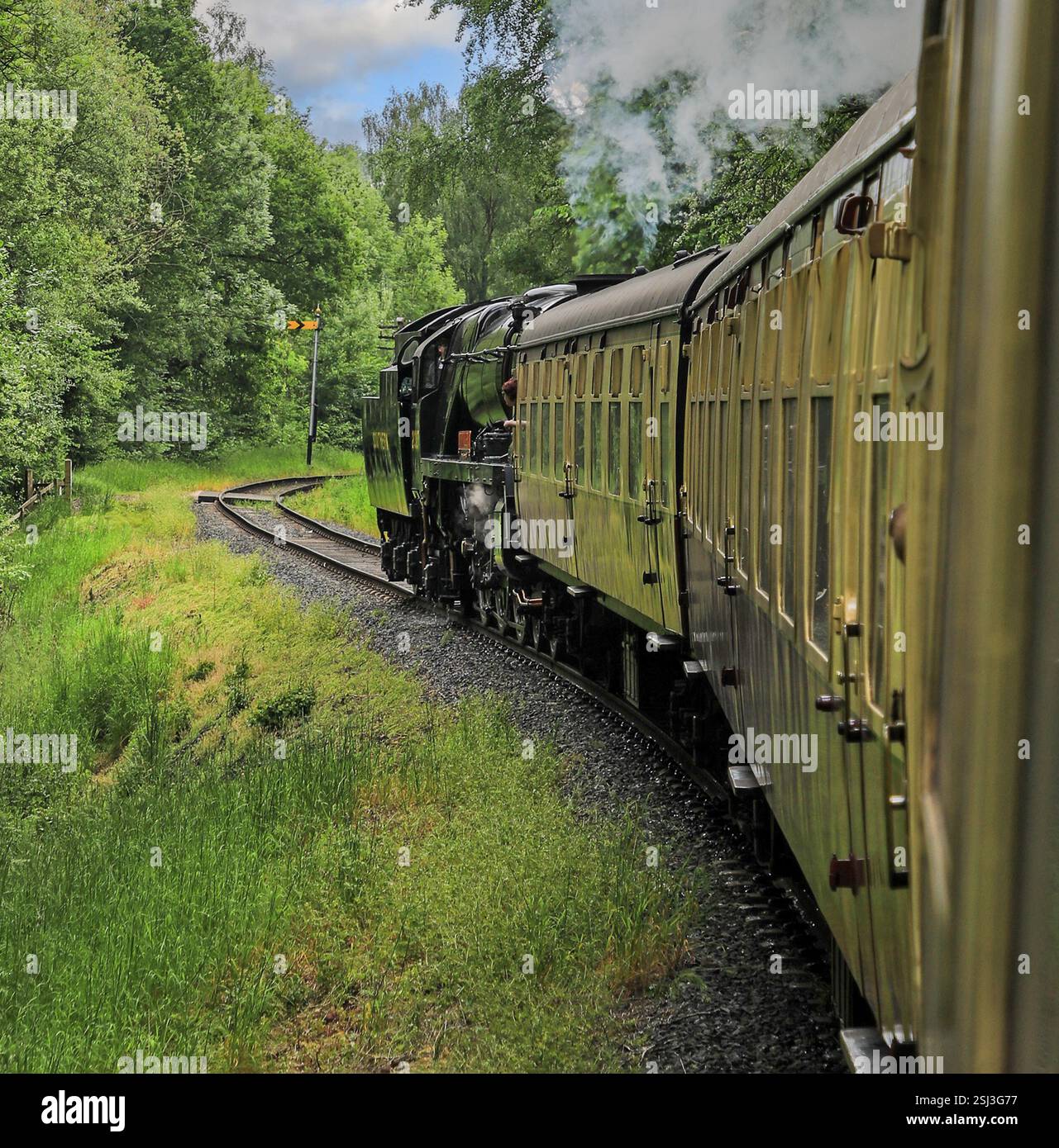 A view from a carriage of Taw Valley West Country class steam ...