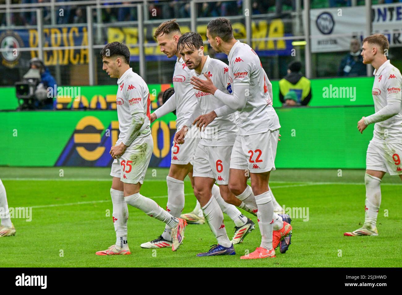 Milano, Italy. 10th Feb, 2025. Luca Ranieri (6) and Matias Moreno (22 ...