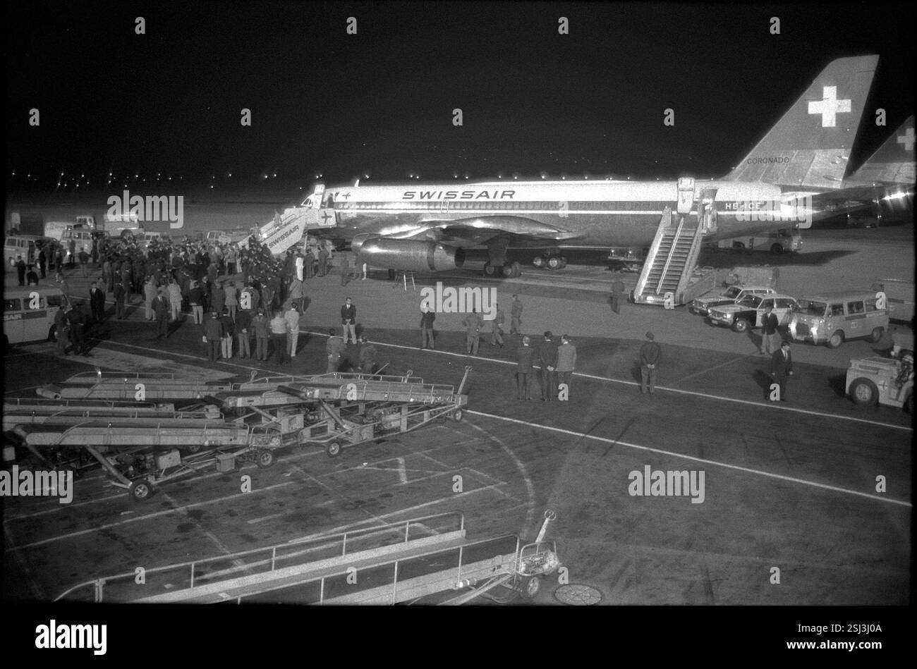 PLO Flugzeugentführung: Ankunft der Schweizer Geiseln, Flughafen Kloten ...