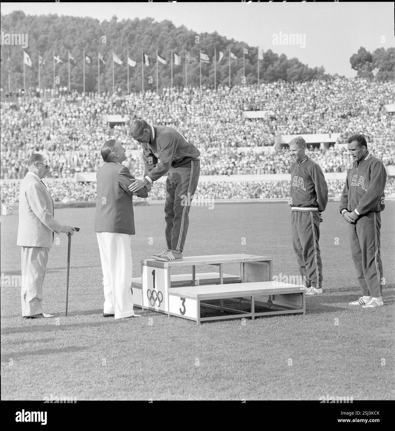 Rom 1960: Final 400m Hürden; 1. Davis, 2. Cushman, 3. Howard, USA#Rome 1960: final 400m hurdles ...