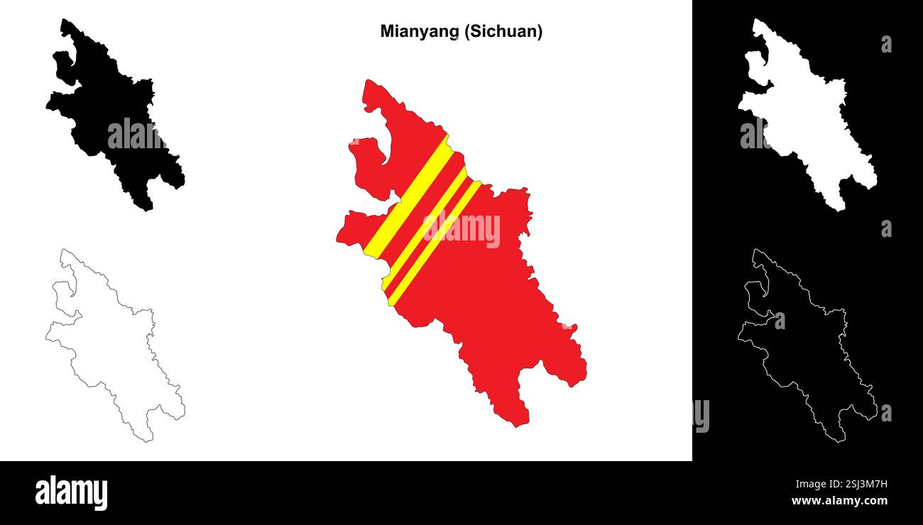 Mianyang blank outline map set Stock Vector Image & Art - Alamy