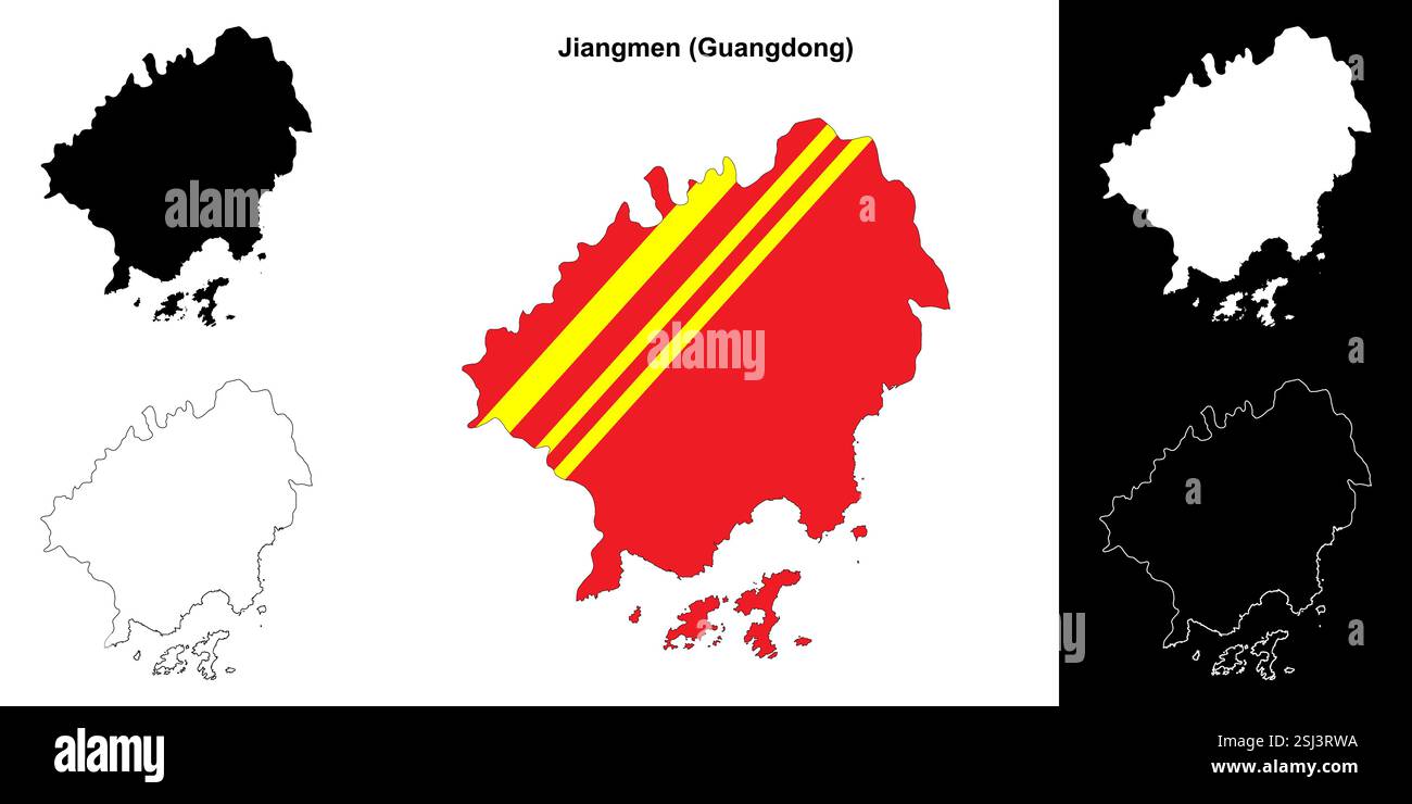 Jiangmen blank outline map set Stock Vector Image & Art - Alamy