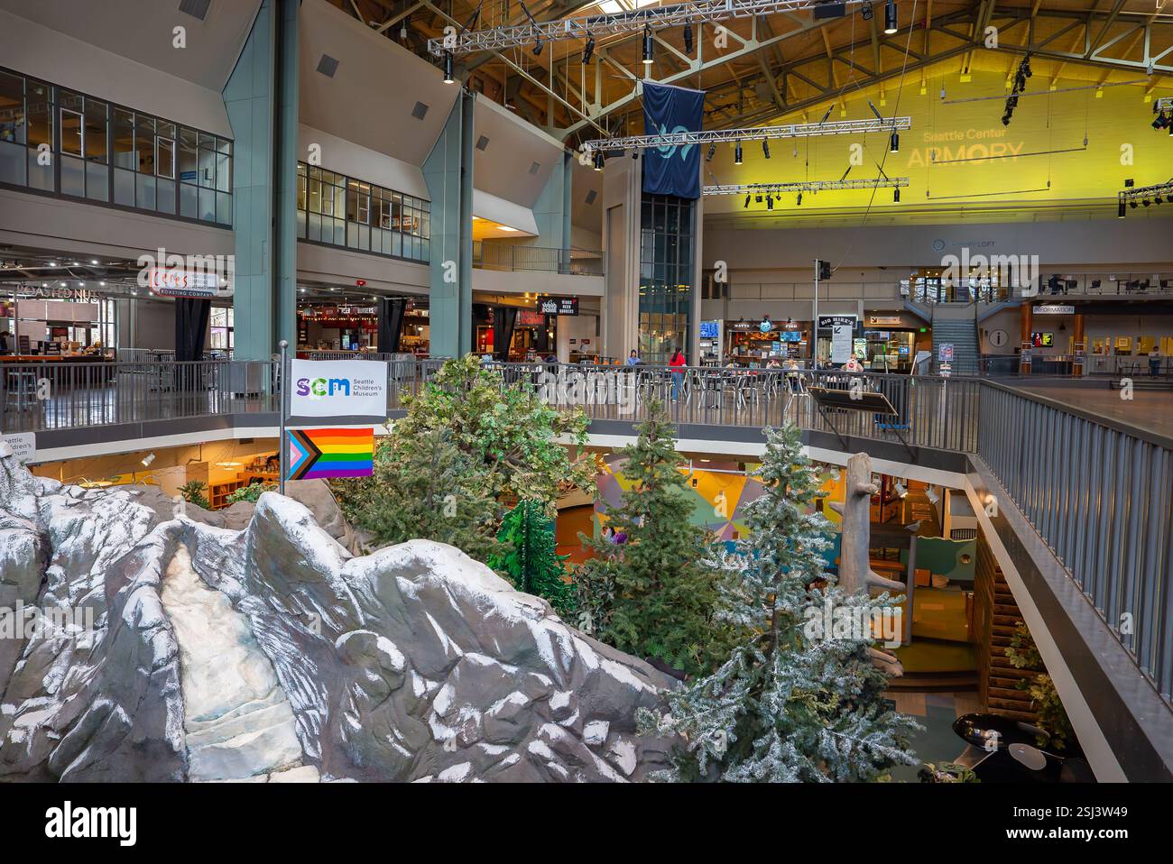 Interior of Seattle Center Armory with Miniature Mountain Display Stock ...