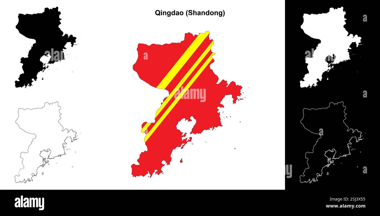 Qingdao blank outline map set Stock Vector Image & Art - Alamy