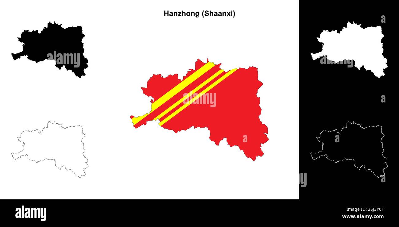 Hanzhong blank outline map set Stock Vector Image & Art - Alamy