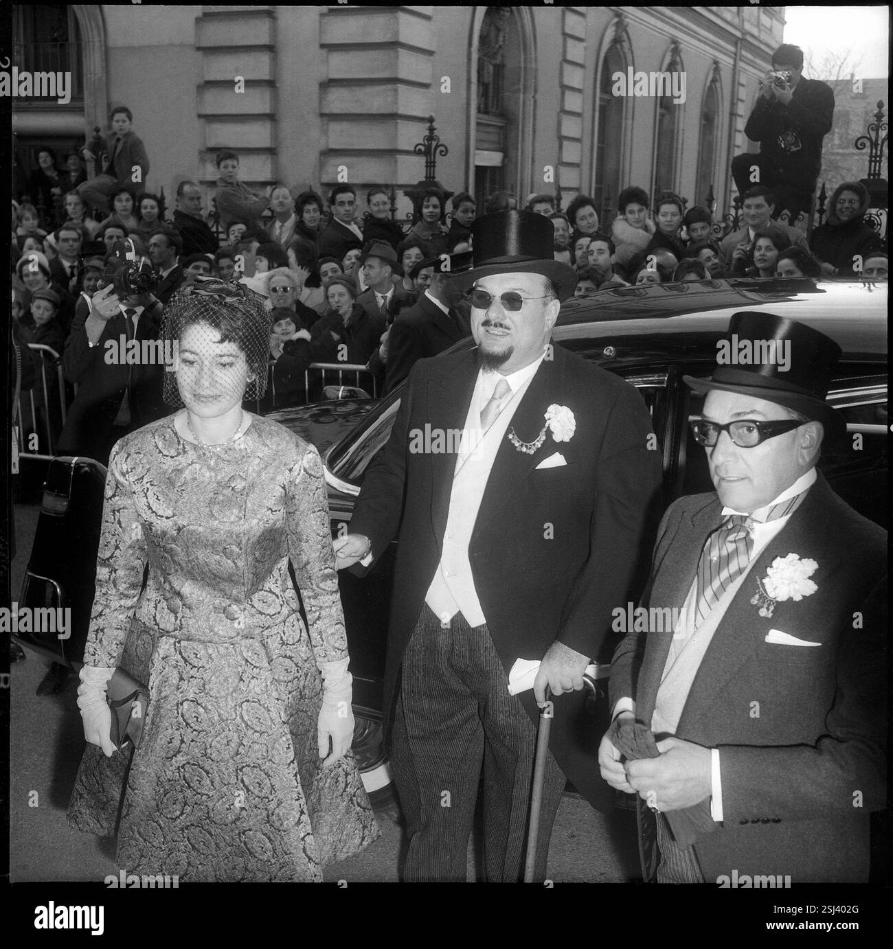 Ex-König Faruk mit Tochter an Hochzeit von Simeon von Bulgarien, Vevey ...