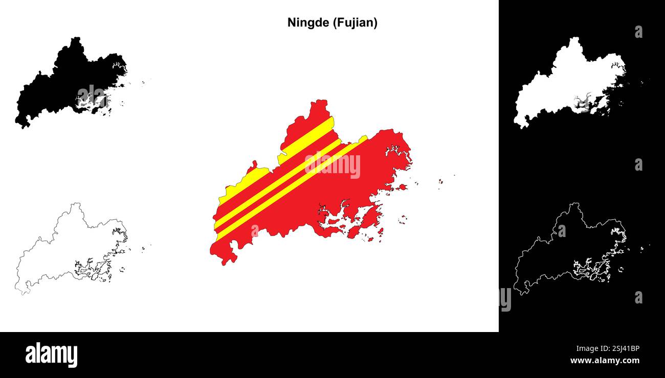 Ningde blank outline map set Stock Vector Image & Art - Alamy