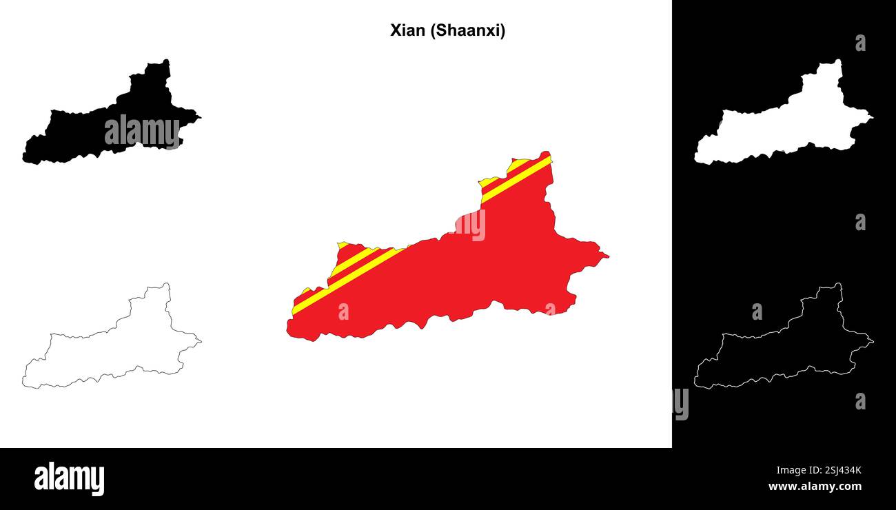 Xian blank outline map set Stock Vector Image & Art - Alamy