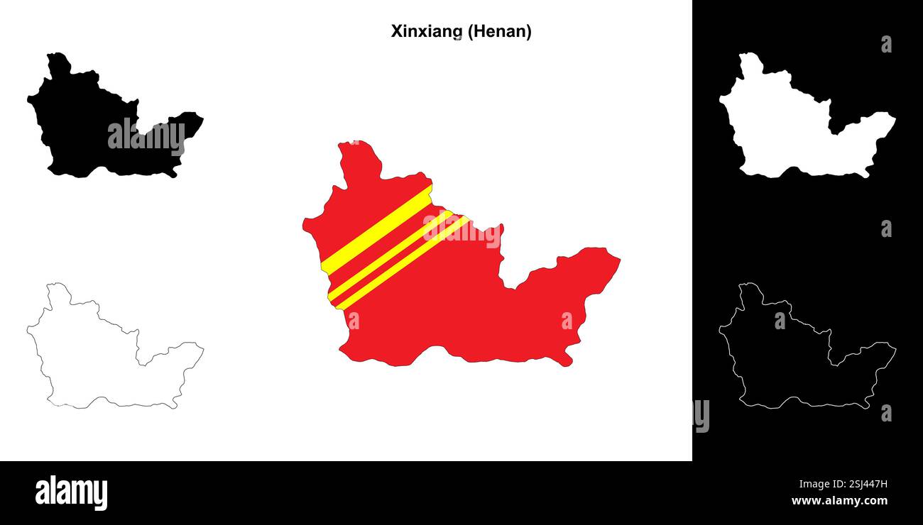 Xinxiang blank outline map set Stock Vector Image & Art - Alamy