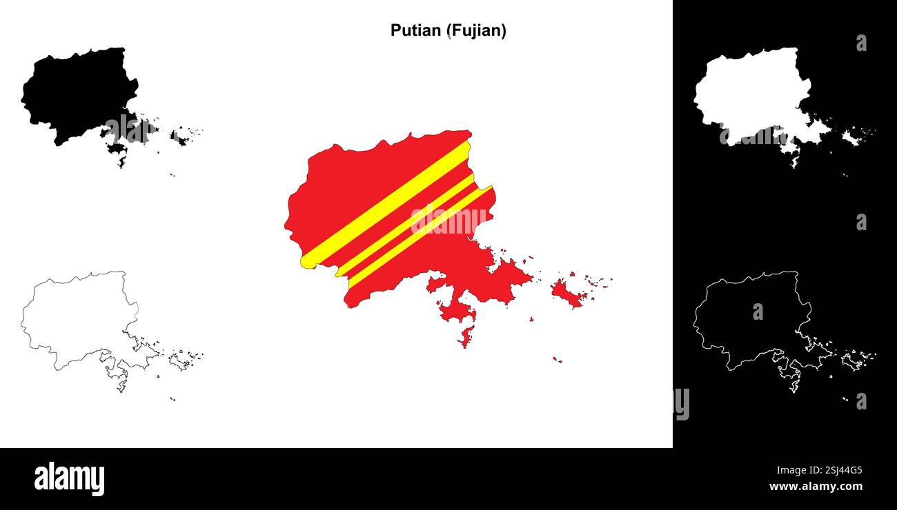 Putian blank outline map set Stock Vector Image & Art - Alamy