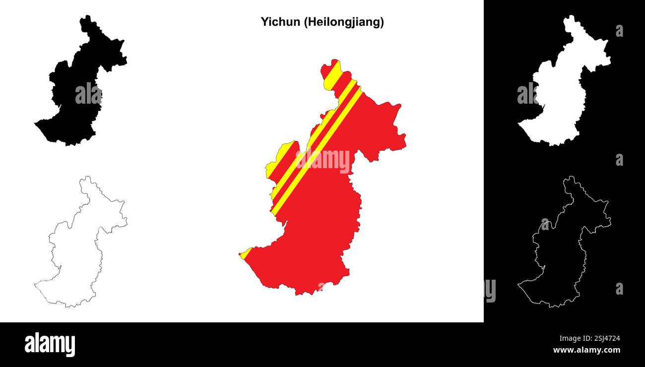 Yichun, Heilongjiang blank outline map set Stock Vector Image & Art - Alamy