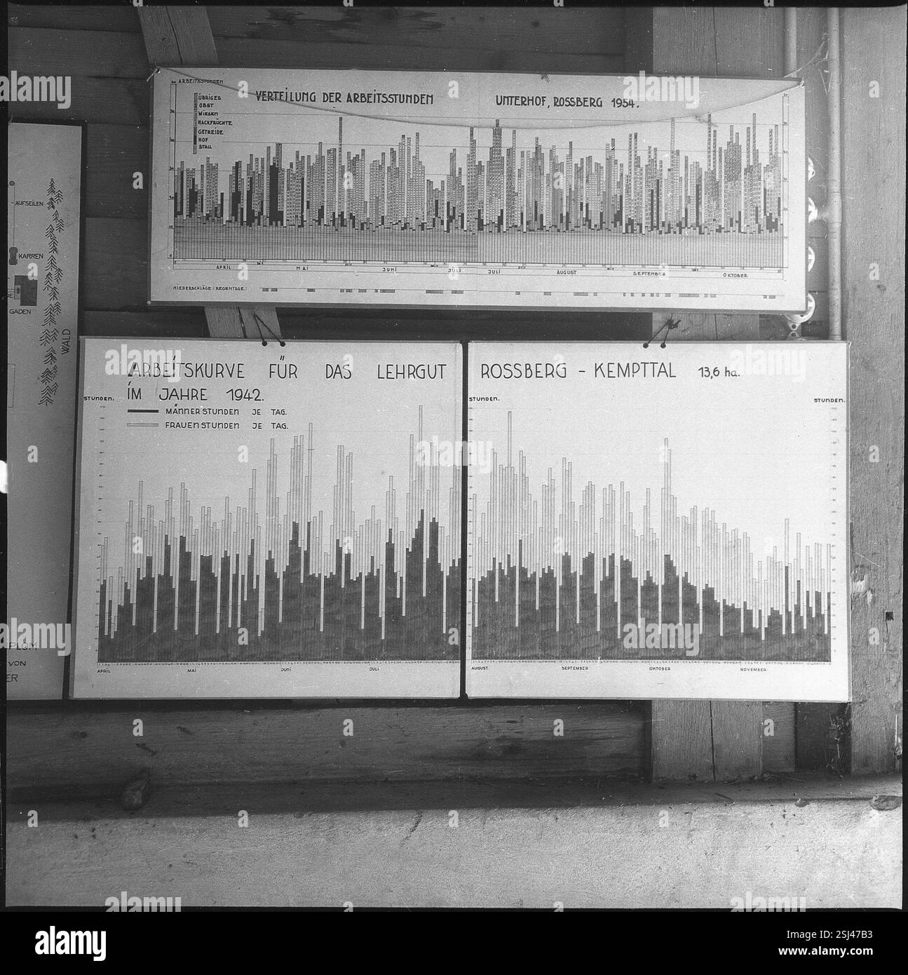 Diagramm: Arbeitszeit-Analyse auf Bauernhof 1958#Diagram: analysis of ...