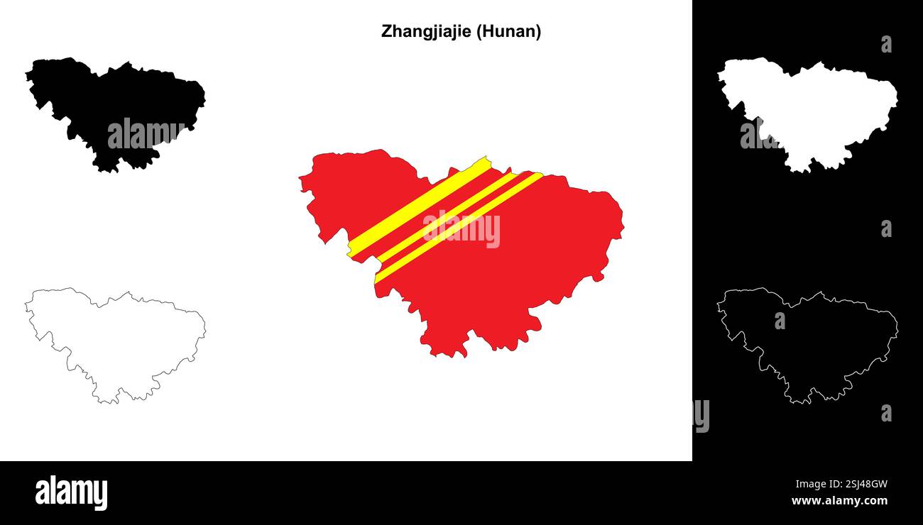 Zhangjiajie blank outline map set Stock Vector Image & Art - Alamy