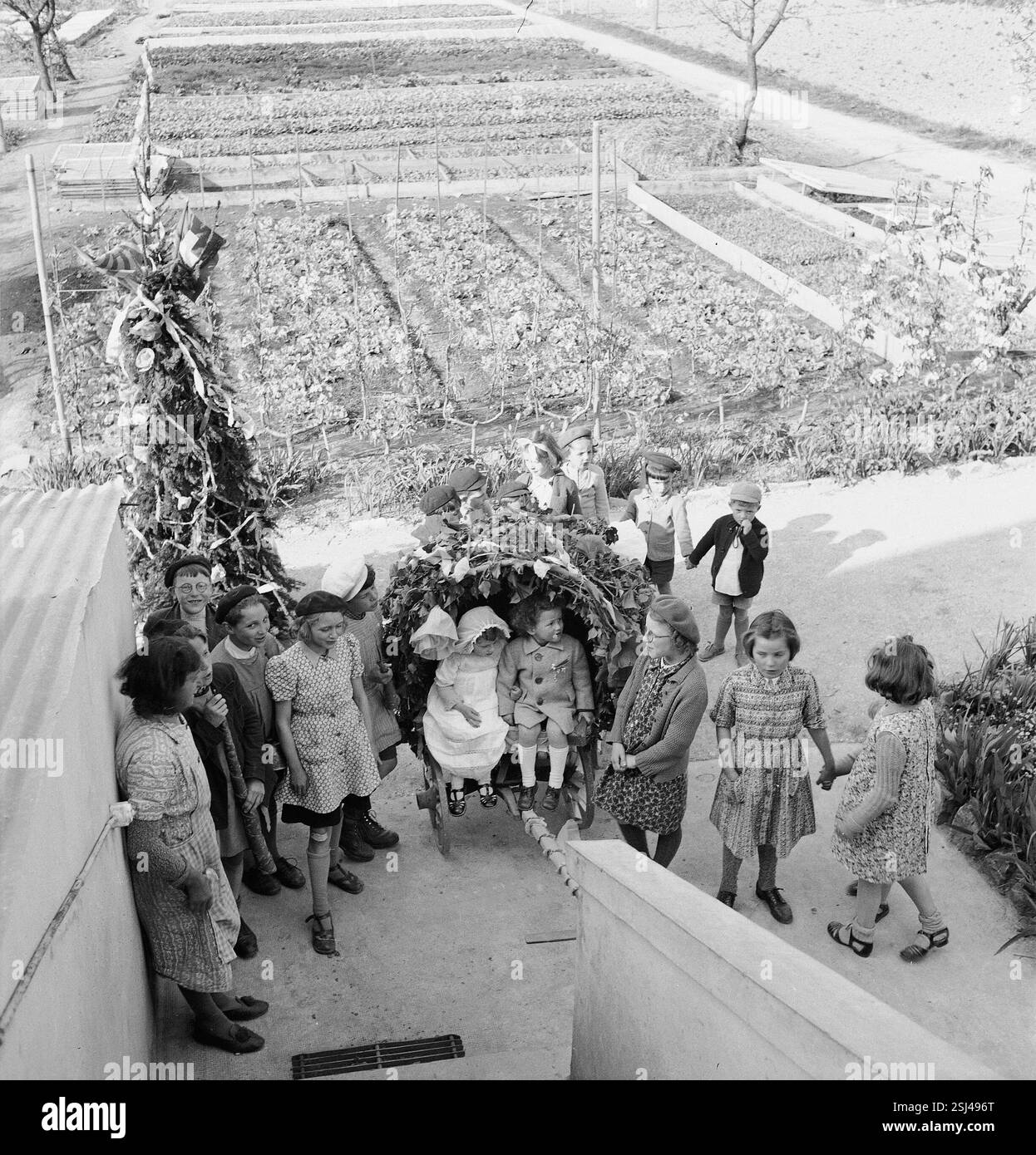 Kinder bei "Feuillu"-Parade, 1944#Children during "Feuillu" parade ...