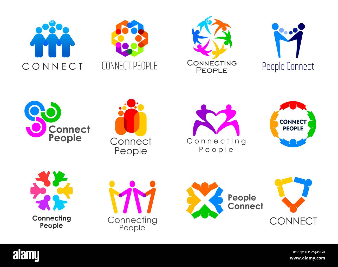 Connect people together icons, community and teamwork, family and union ...