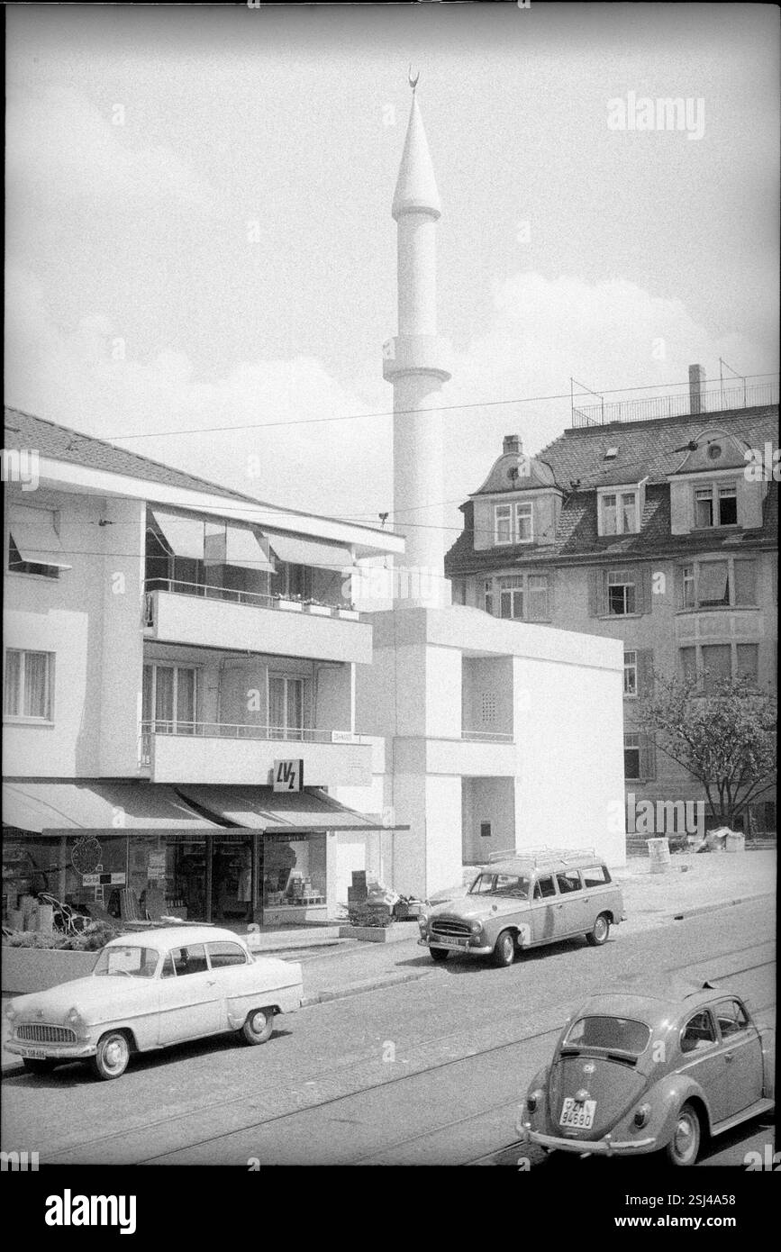Mahmud-Moschee, Minarett in Zürich Balgrist 1963#Mahmud mosque, Minaret ...