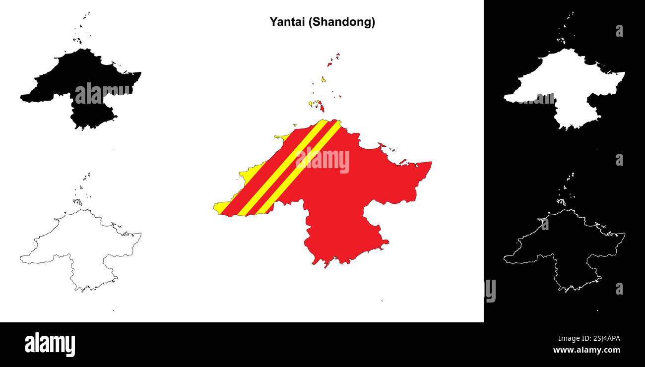 Yantai blank outline map set Stock Vector Image & Art - Alamy