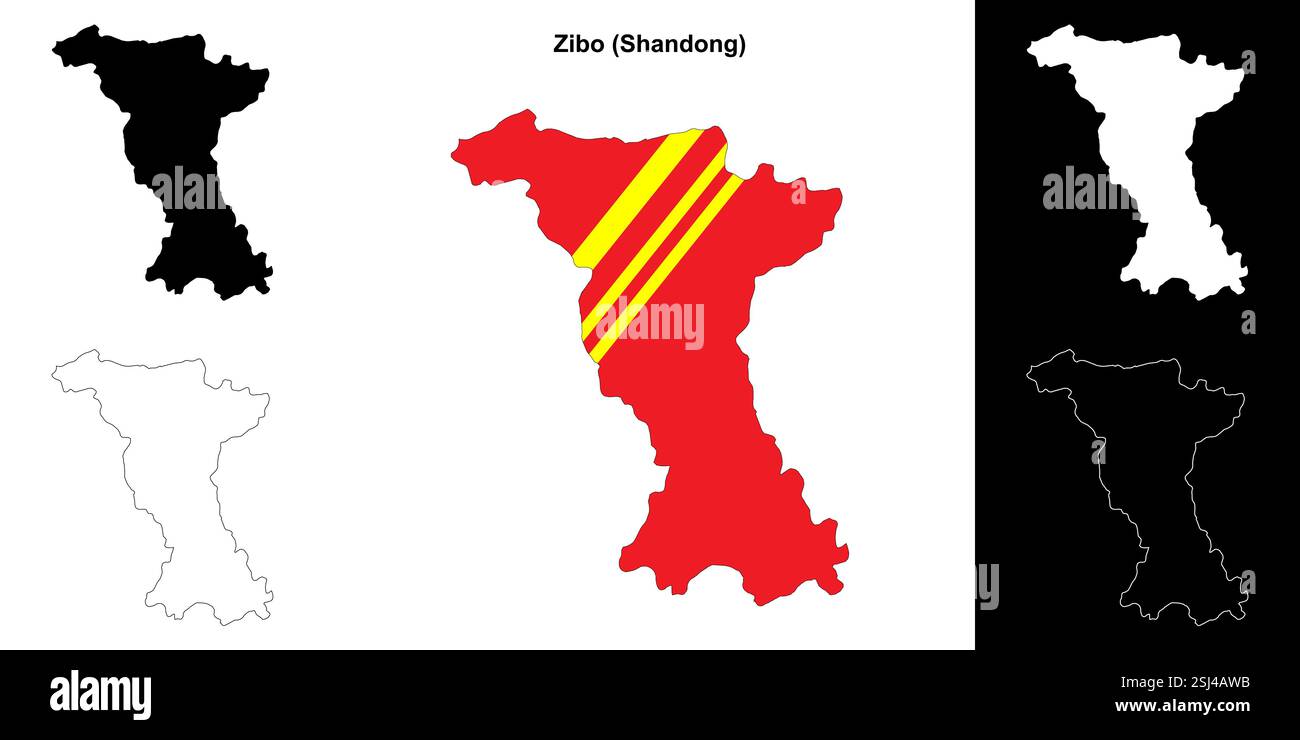 Zibo vector outline map hi-res stock photography and images - Alamy