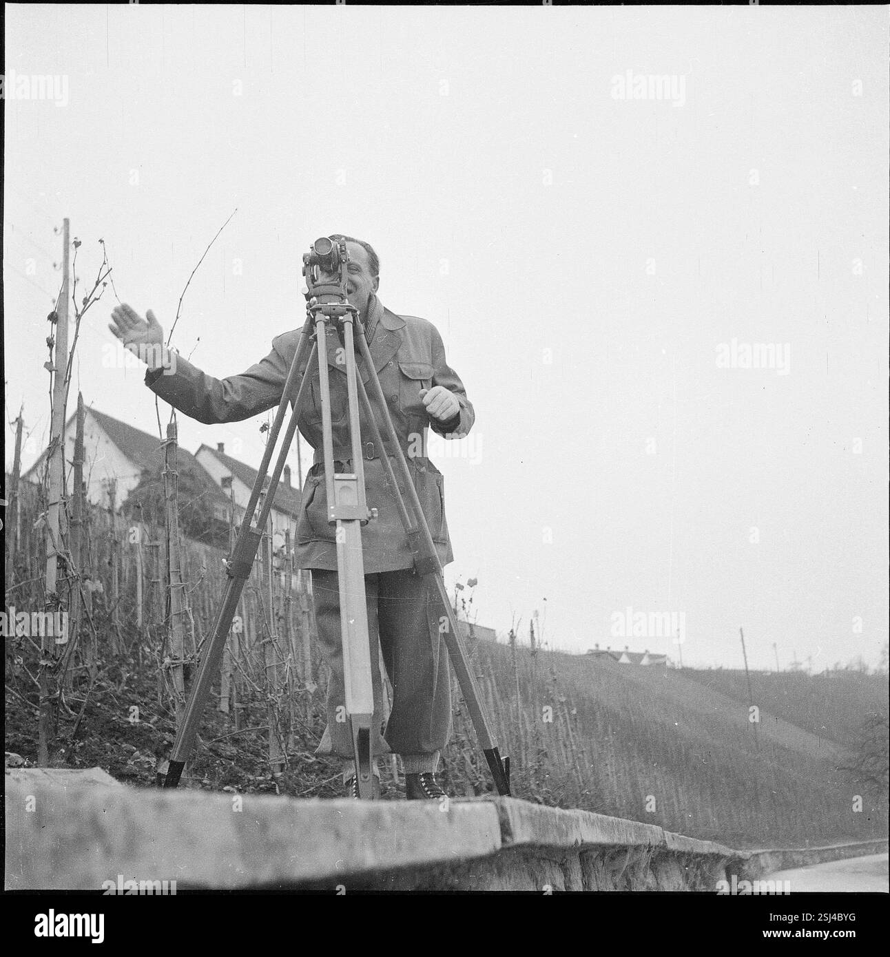 Baustelle Elektrizitätswerk Rheinau, Geometer 1953#Building site Rheinau power station ...