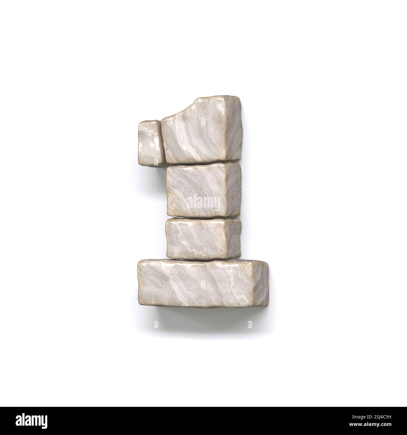 Stone wall font Number 1 ONE 3D rendering illustration isolated on ...
