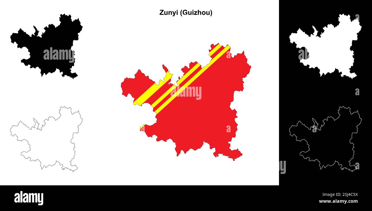 Zunyi blank outline map set Stock Vector Image & Art - Alamy