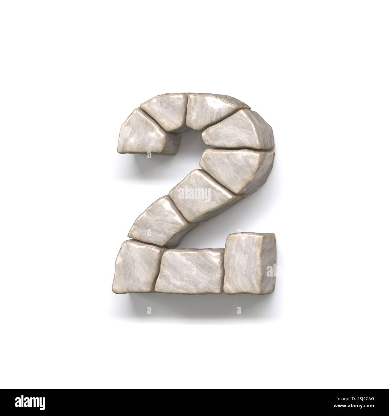 Stone wall font Number 2 TWO 3D rendering illustration isolated on ...