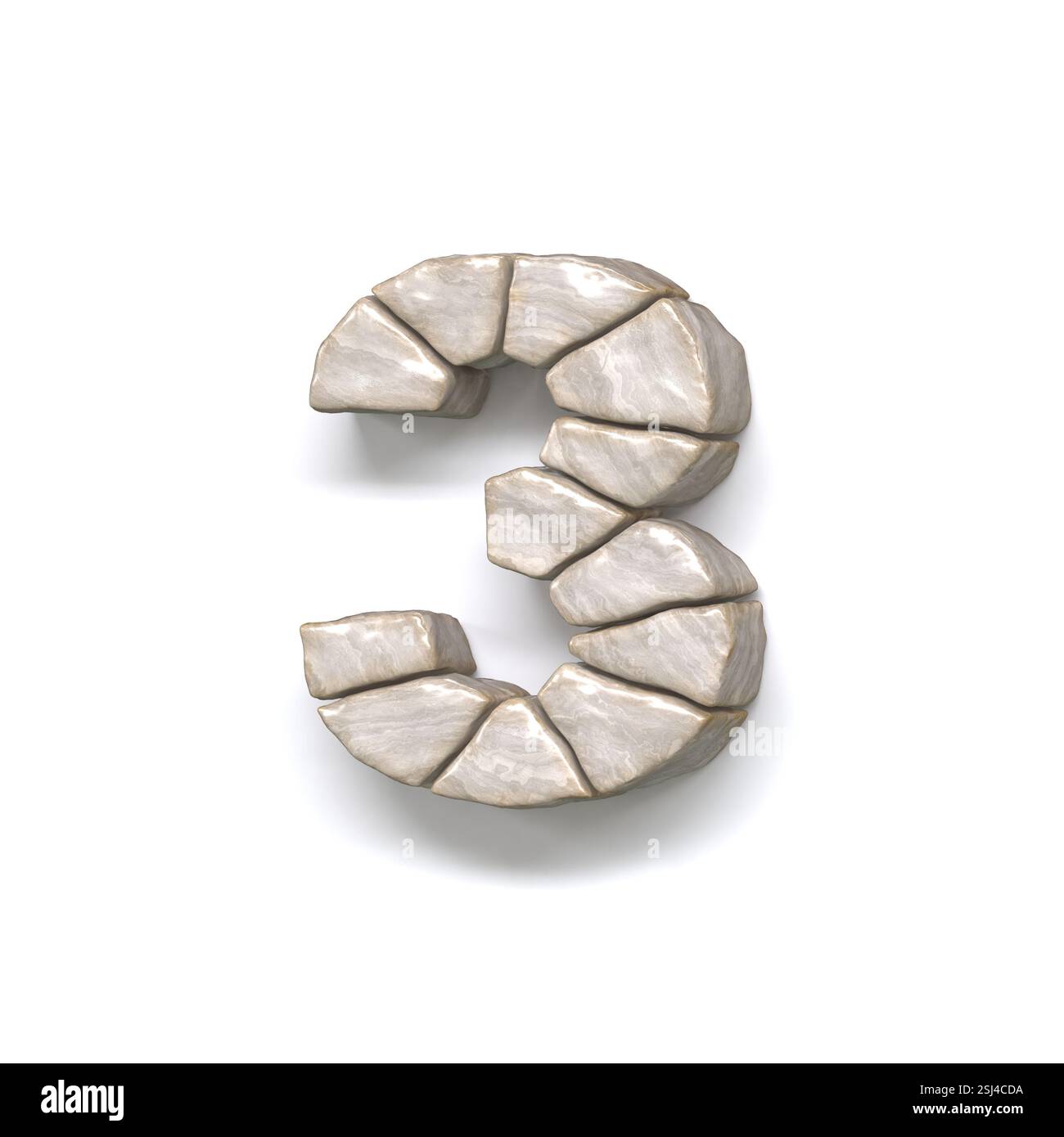 Stone wall font Number 3 THREE 3D rendering illustration isolated on ...