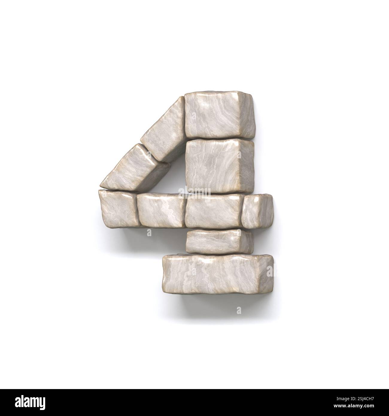 Stone wall font Number 4 FOUR 3D rendering illustration isolated on ...