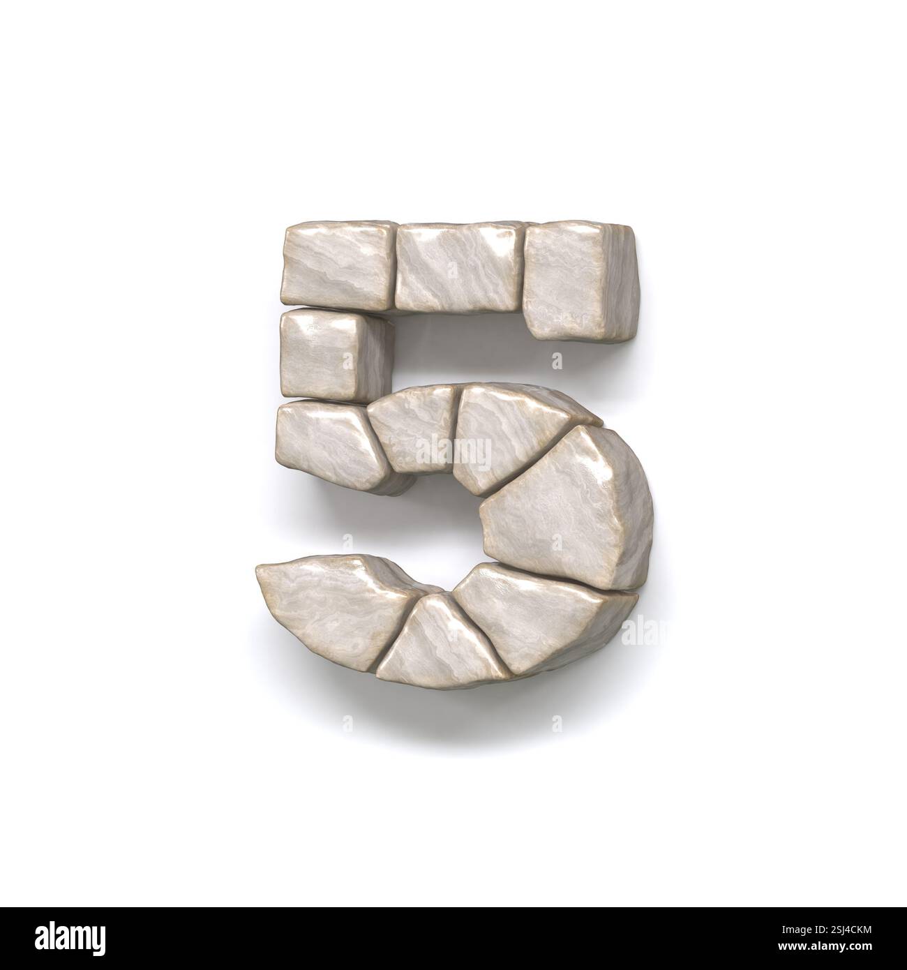 Stone wall font Number 5 FIVE 3D rendering illustration isolated on ...
