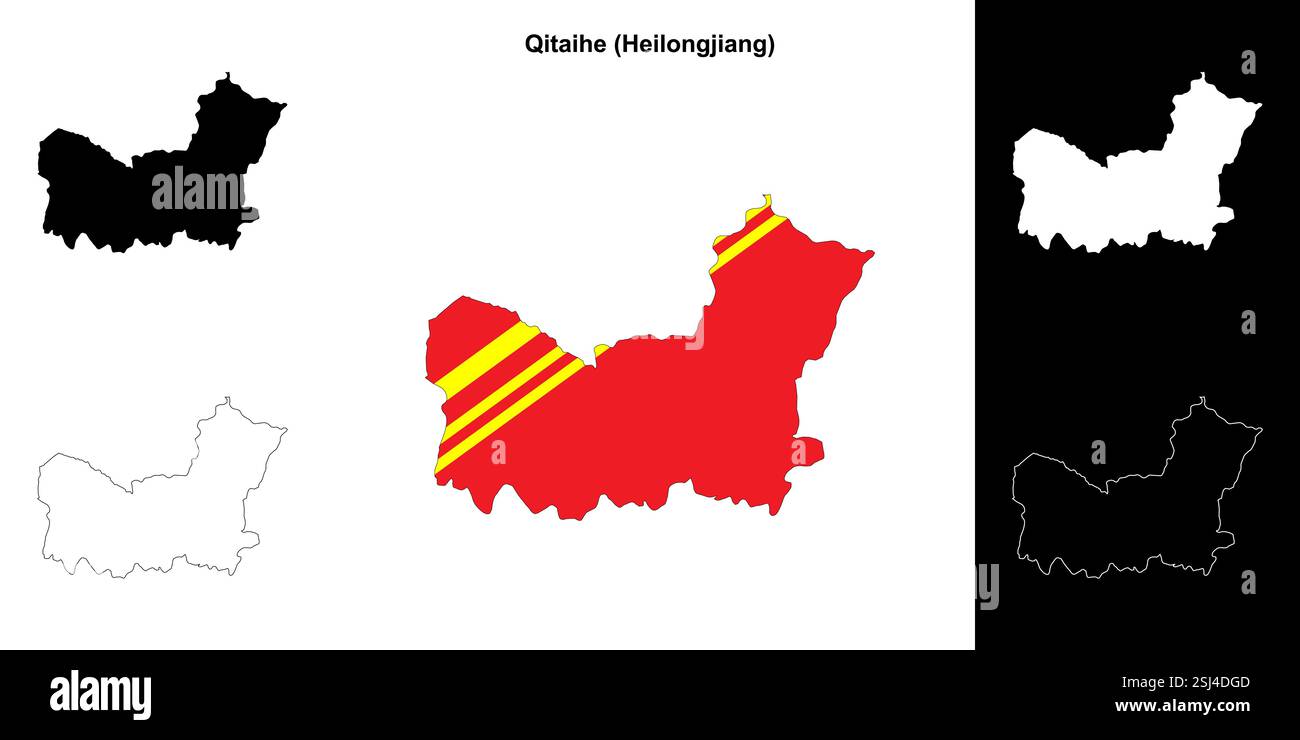 Qitaihe blank outline map set Stock Vector Image & Art - Alamy