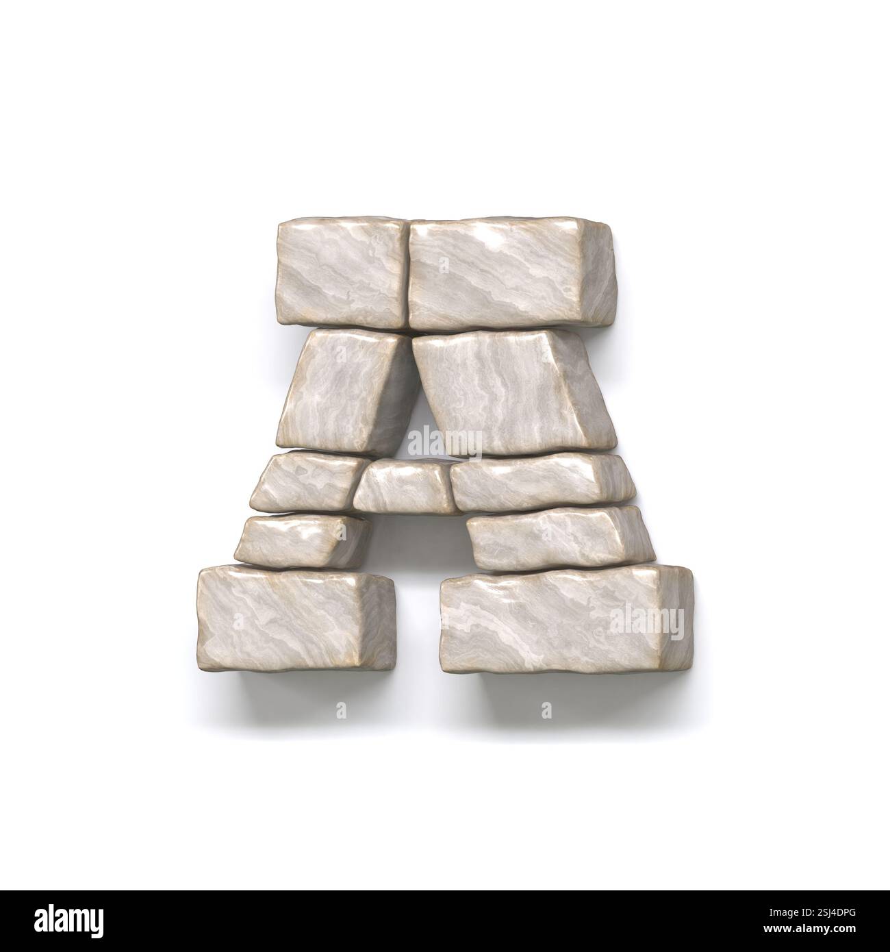 Stone wall font Letter A 3D rendering illustration isolated on white ...