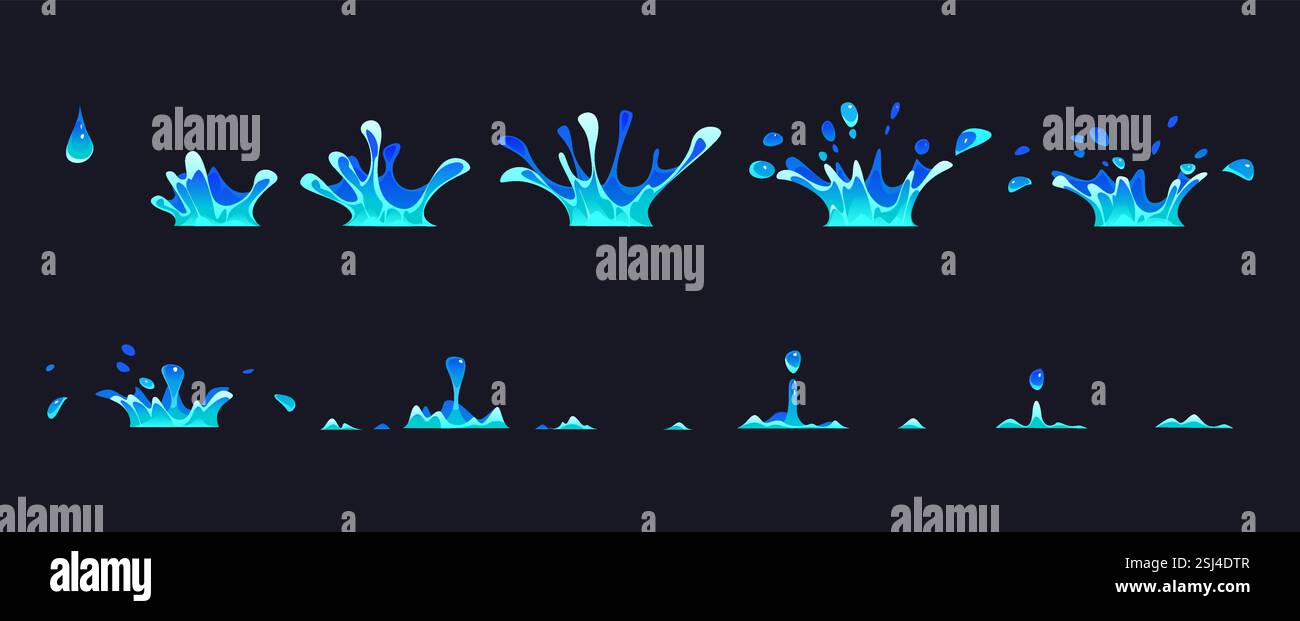 Corona water splash animated sprite sheet for VFX effect, vector ...