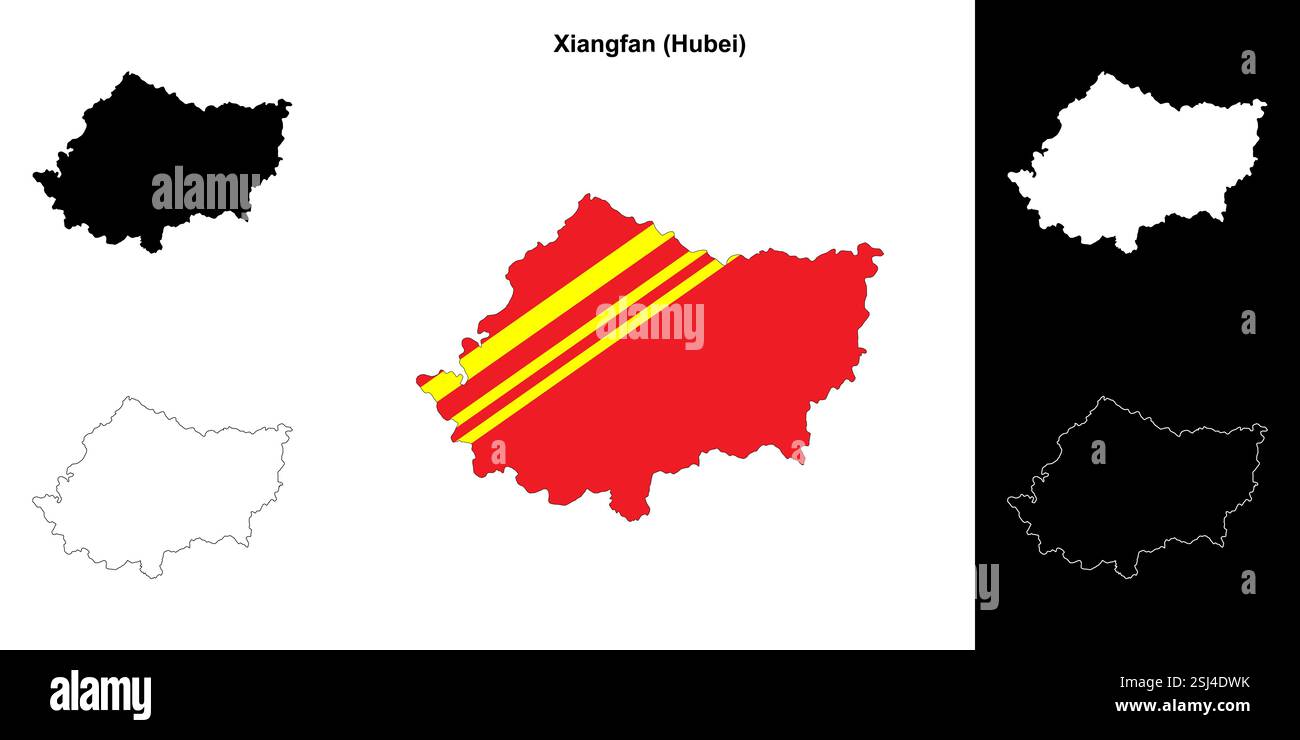 Xiangfan blank outline map set Stock Vector Image & Art - Alamy