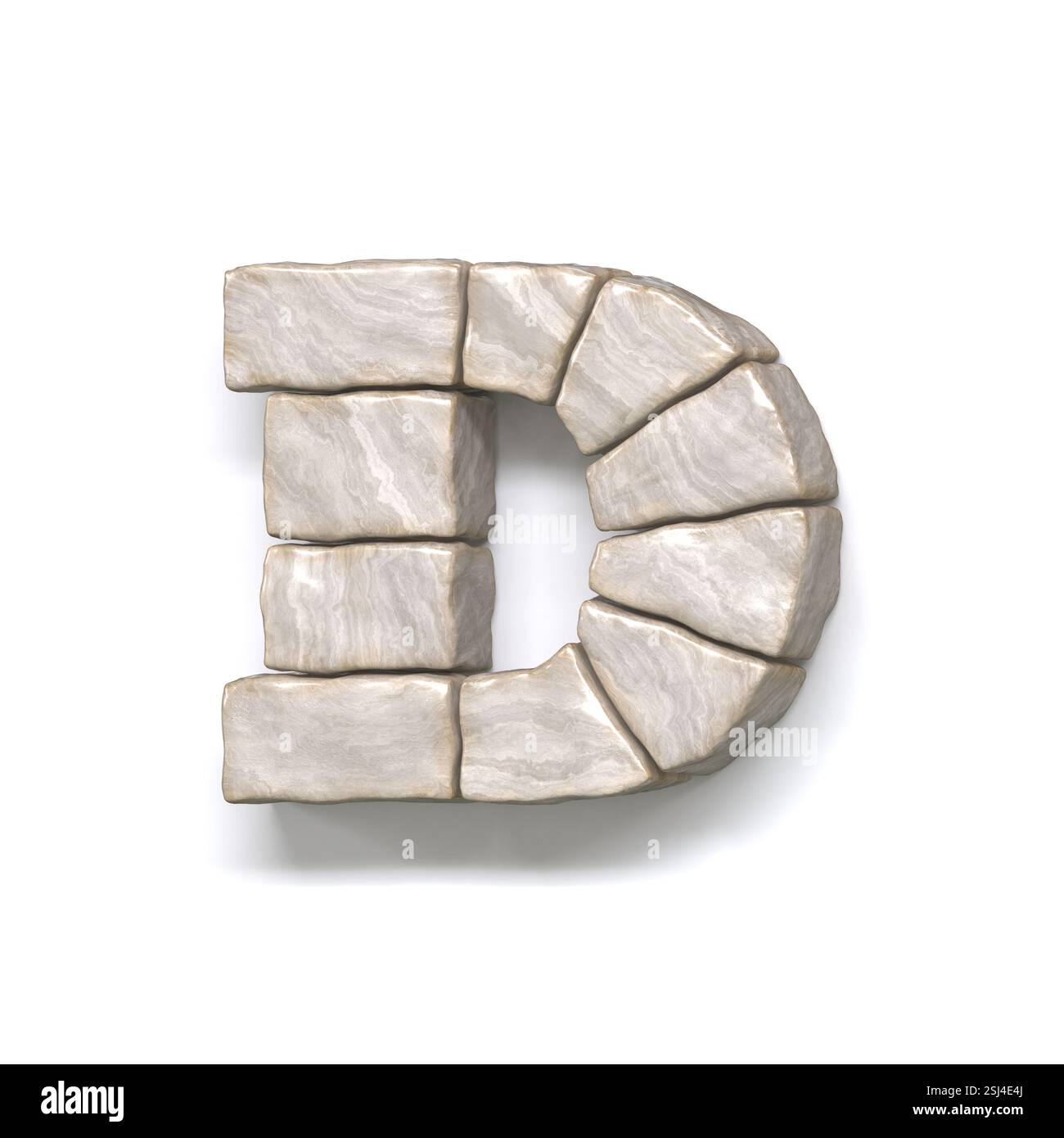 Stone wall font Letter D 3D rendering illustration isolated on white ...