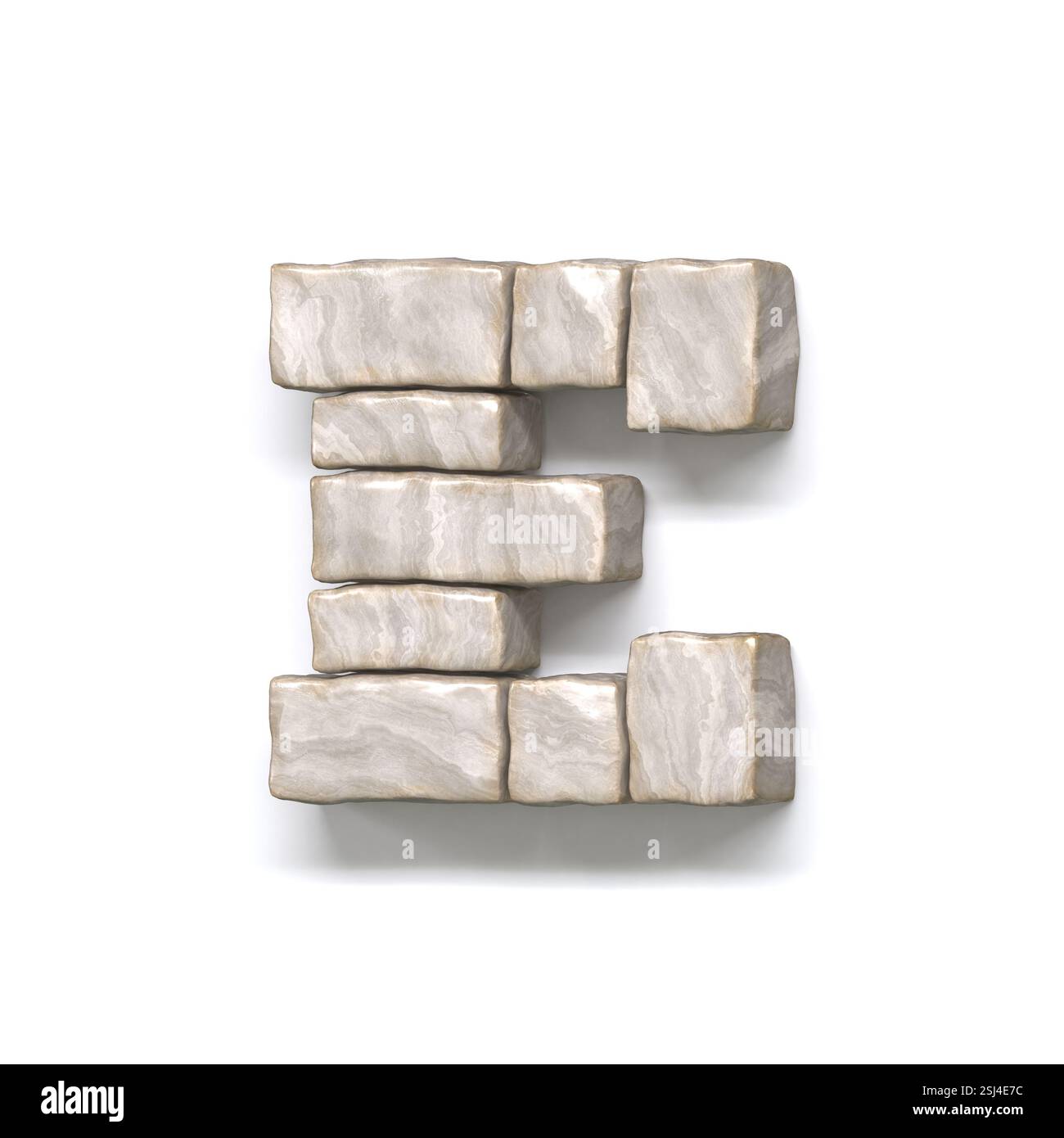 Stone wall font Letter E 3D rendering illustration isolated on white ...