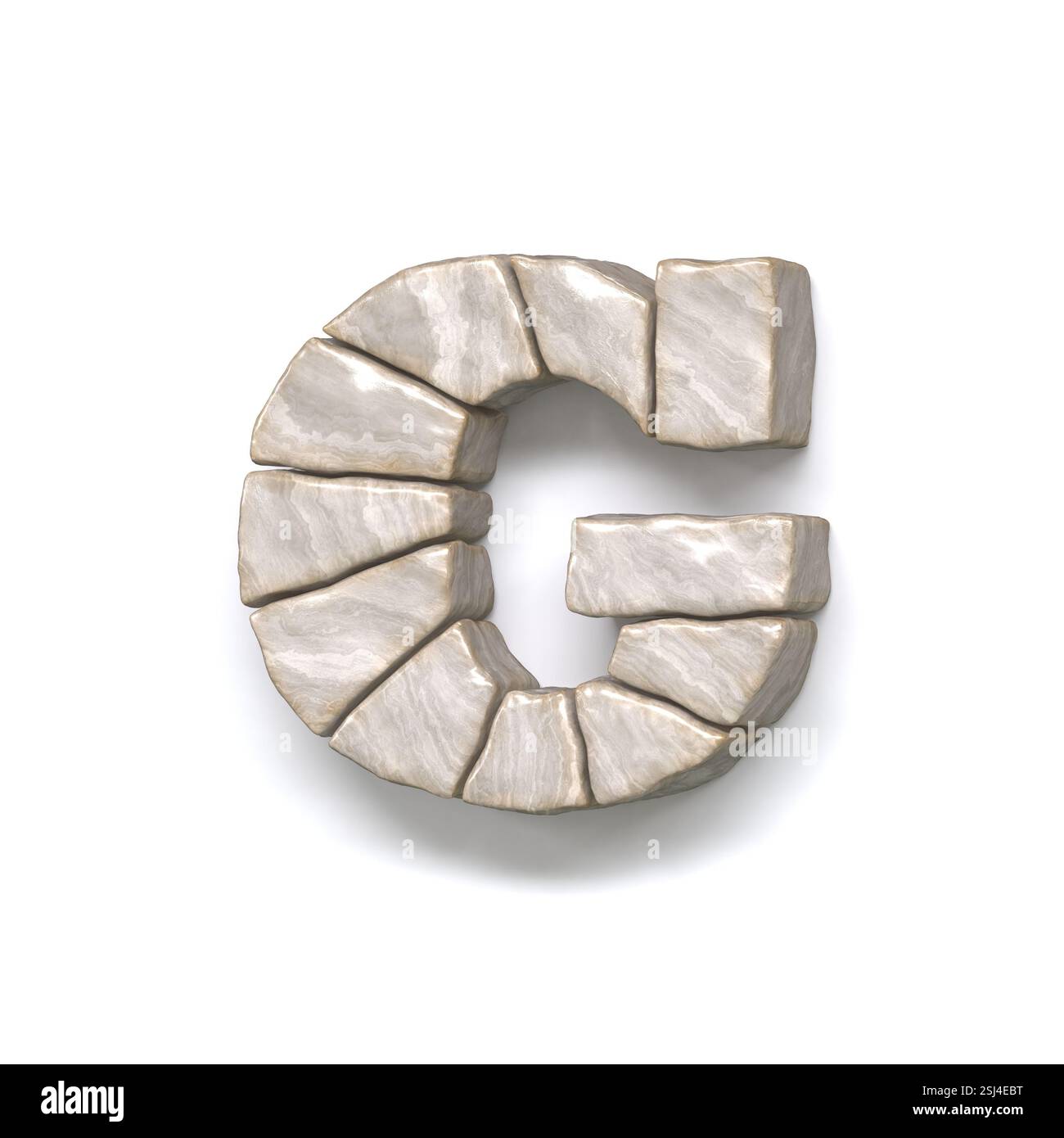Stone wall font Letter G 3D rendering illustration isolated on white ...