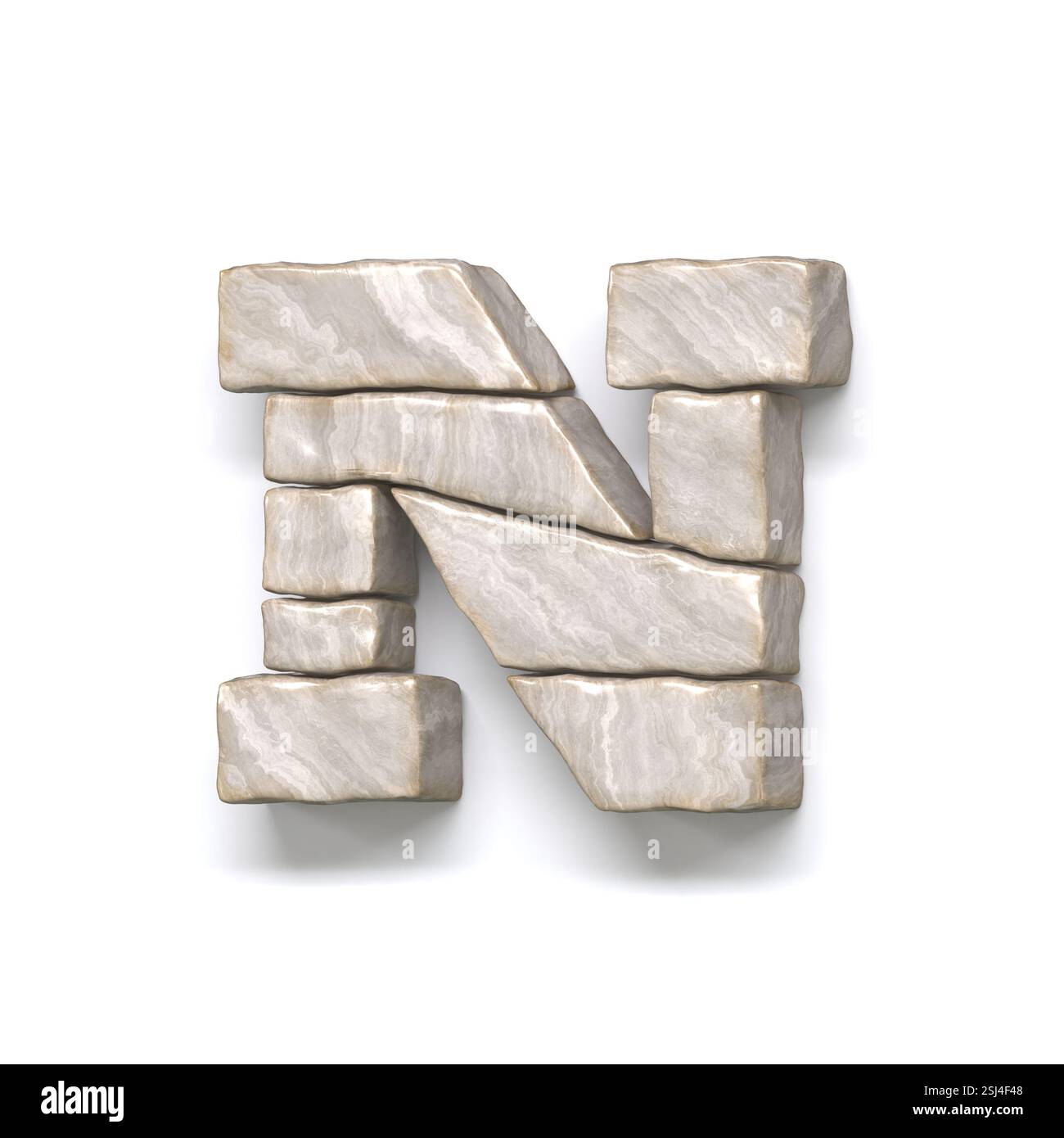 Stone wall font Letter N 3D rendering illustration isolated on white ...