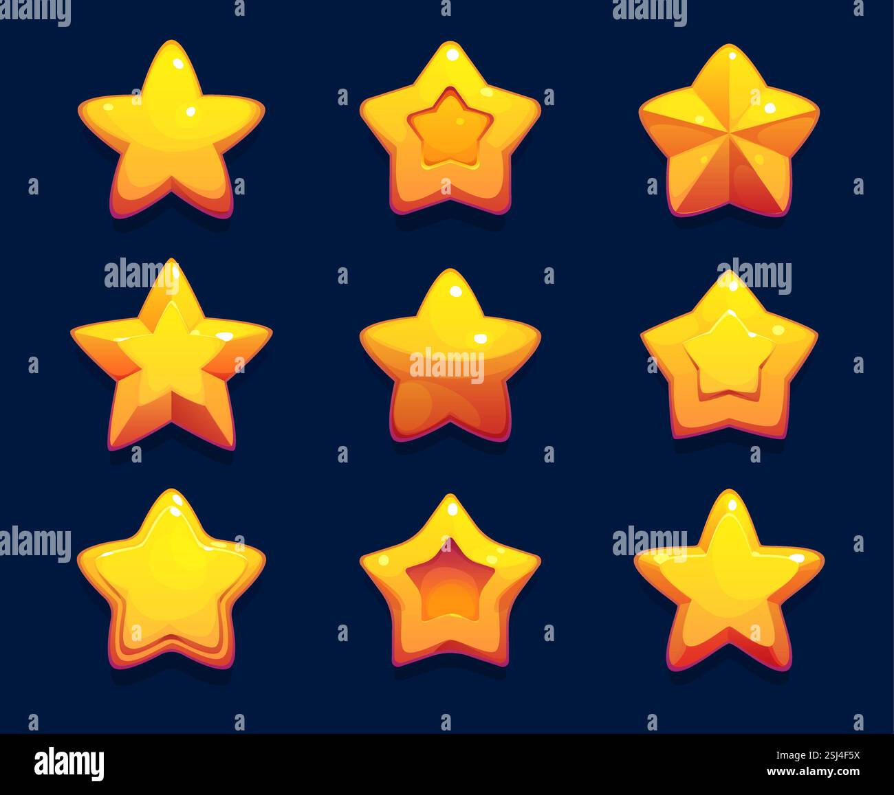 Game stars icons asset, vector UI. Cartoon gold medal, bonus, winner ...
