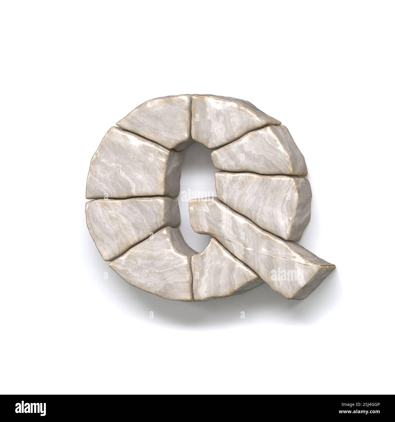 Stone wall font Letter Q 3D rendering illustration isolated on white ...