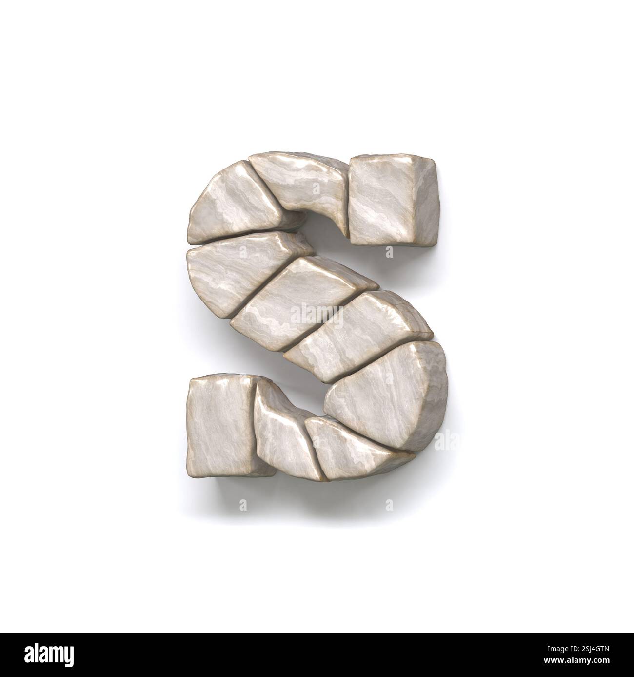 Stone wall font Letter S 3D rendering illustration isolated on white ...