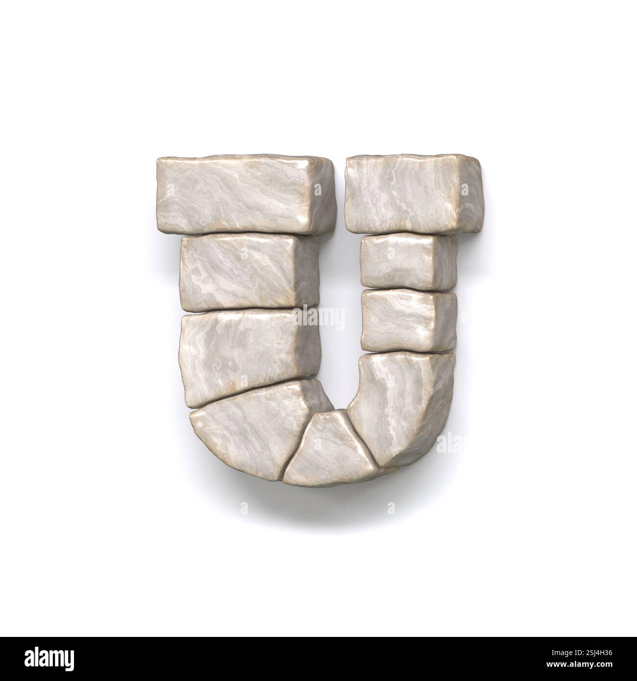 Stone wall font Letter U 3D rendering illustration isolated on white ...