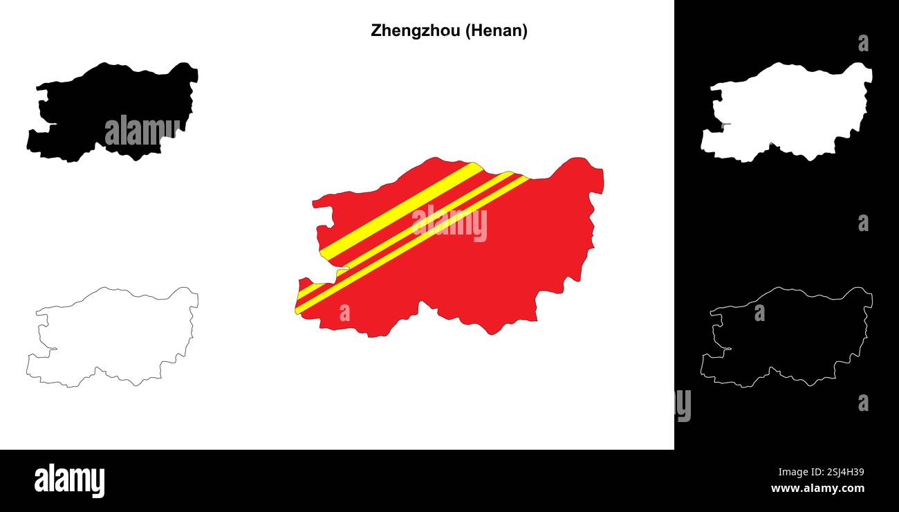 Zhengzhou blank outline map set Stock Vector Image & Art - Alamy